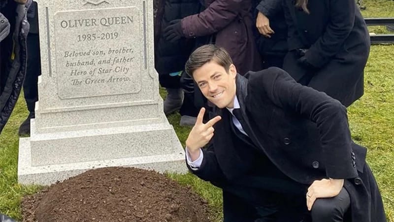 Grant Gustin Next To Oliver Queen s Grave Meme Generator Pi ata Farms 